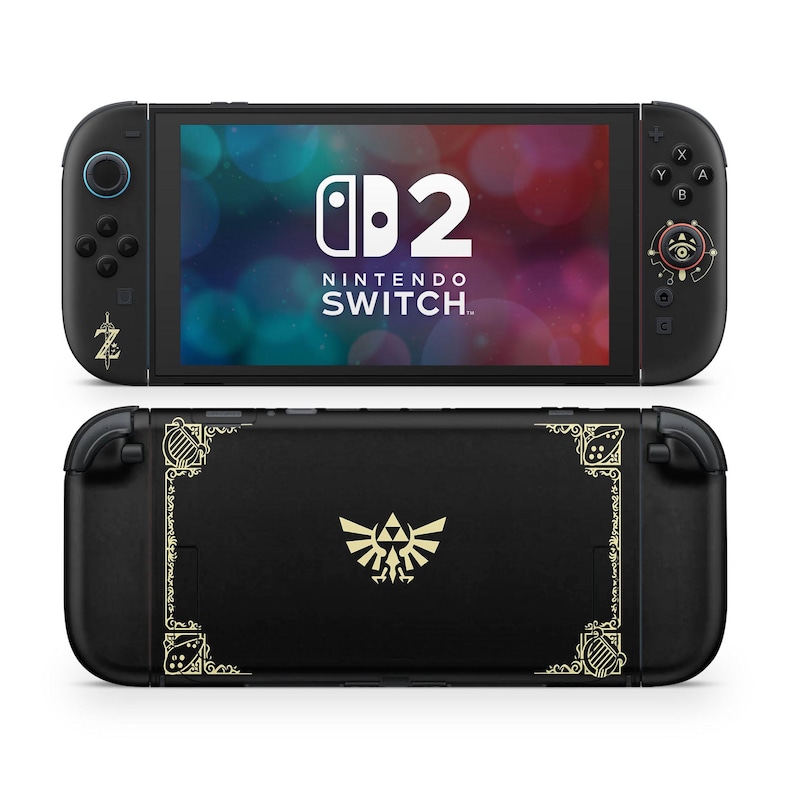 Black Gold Zelda Nintendo Switch 2 Skin, Hyrule Warriors Switch OLED ...