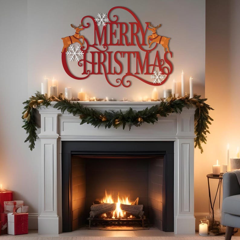 Merry Christmas Metal Sign - Winter Snowflake Metal Sign - Winter Home ...