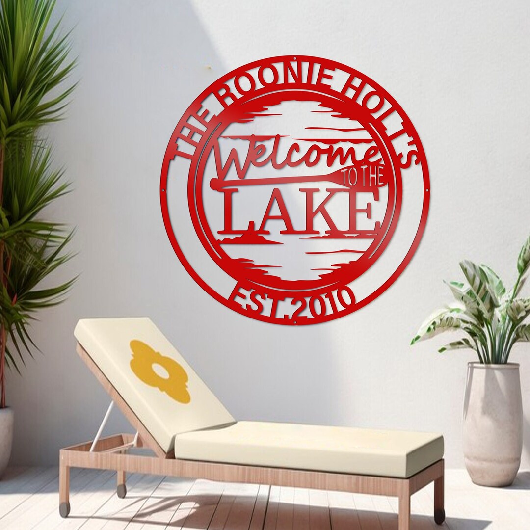 Welcome to the Lake Metal Wall Art - Lake House Decor - Paddle Welcome ...