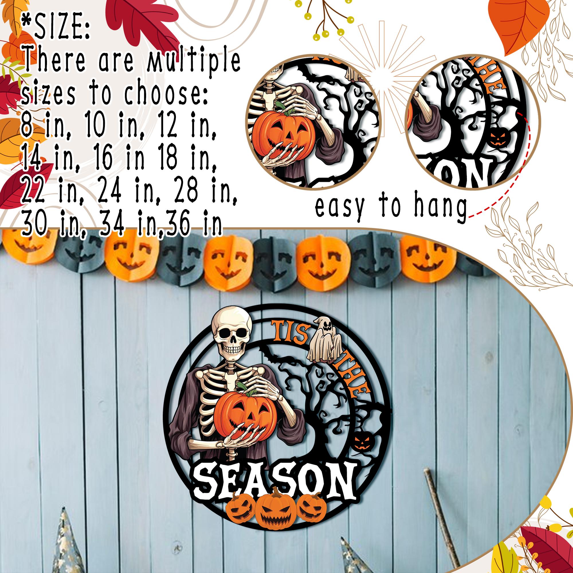 Tis the Season Round Metal Sign - Halloween Yard Sign - Festive Gift ...