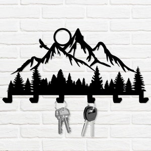 Nature Wildlife Theme Key Holder - Mountain and Forest Metal Hook ...