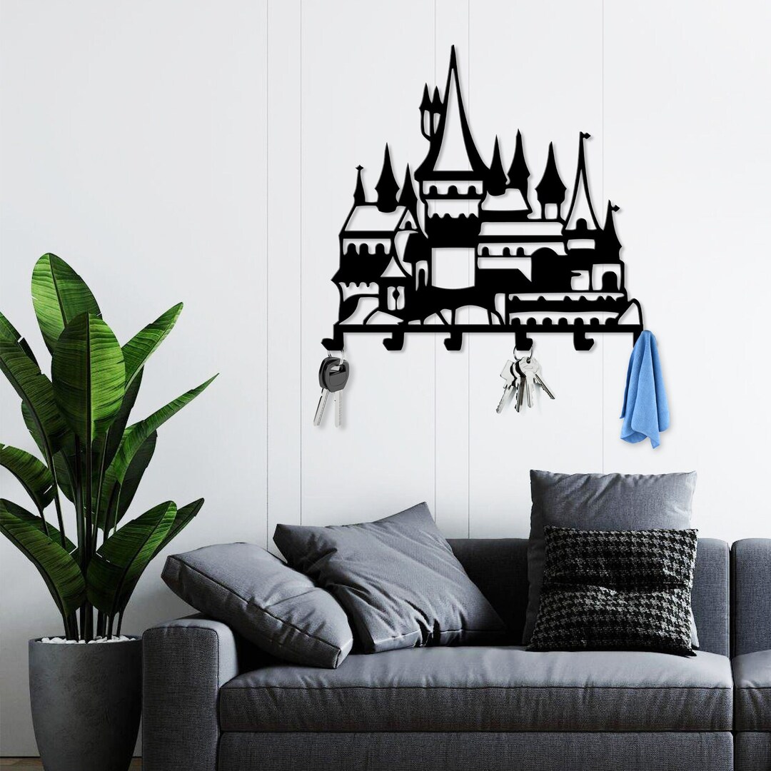 Stylish Disney Castle Key Holder - Disney Land Room Décor Metal Hooks ...