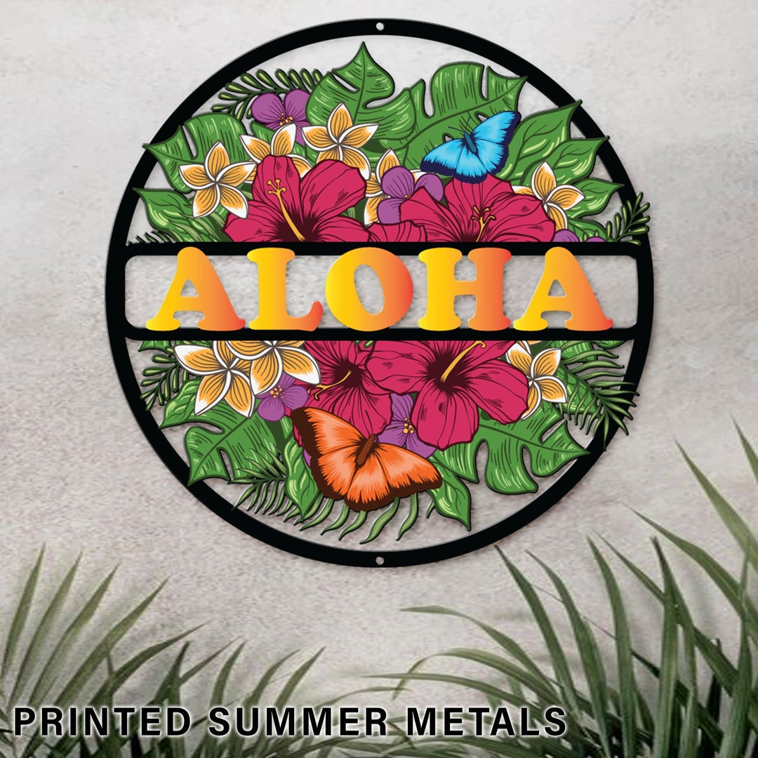 Custom Aloha Flower Sign - Metal Aloha Love Sign - Metal Wall Art ...