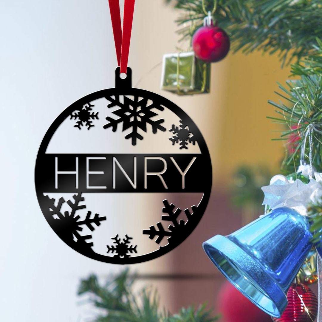 Custom Christmas Tree Baubles, Personalized Metal Name Ornament, Laser ...