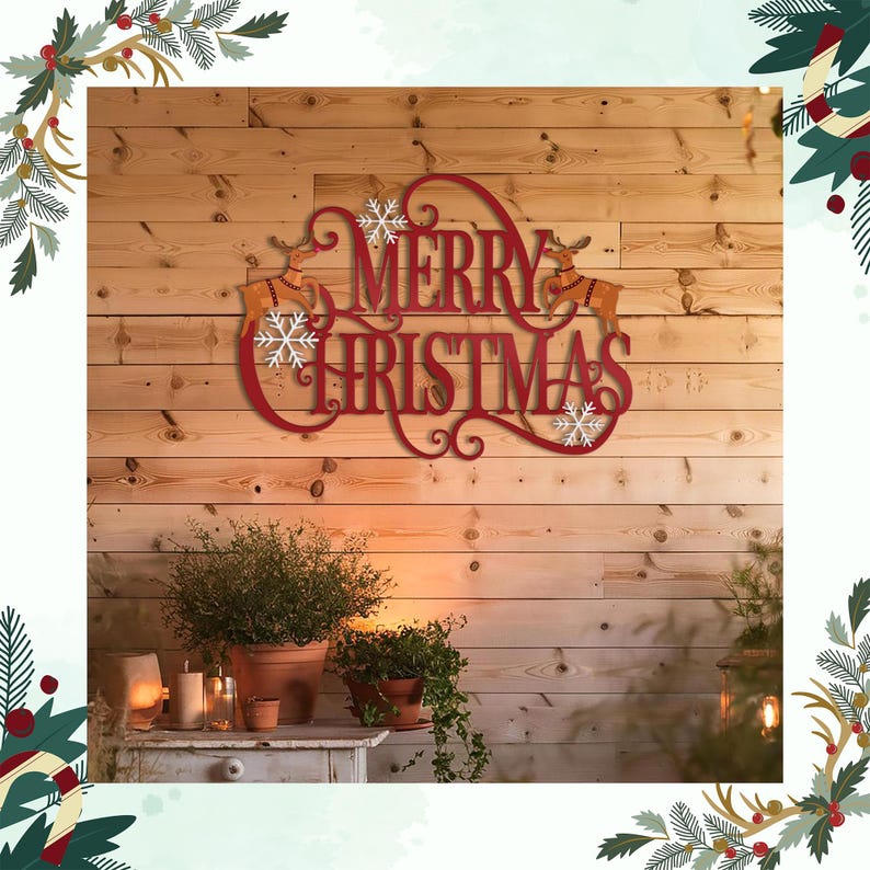 Merry Christmas Metal Sign - Winter Snowflake Metal Sign - Winter Home ...