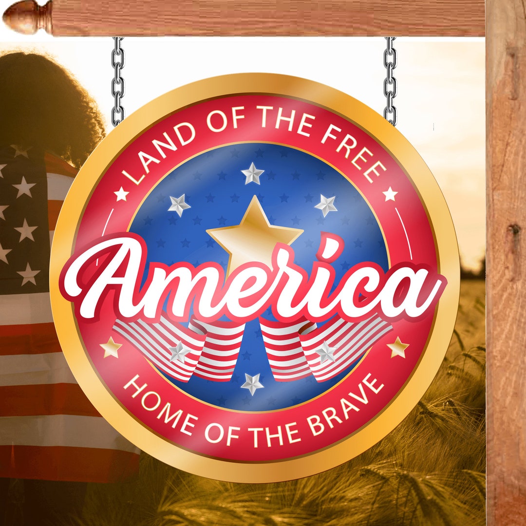 American Flag Lawn Metal Sign, Star and Strips Flags Decor, US Flag ...