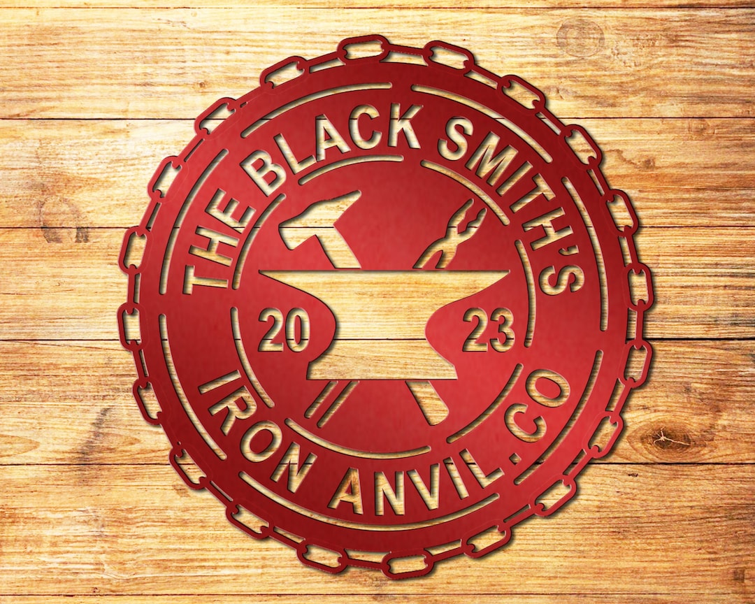 Personalized Name Blacksmith's Forge Metal, Iron Anvil & Hammer Forge ...