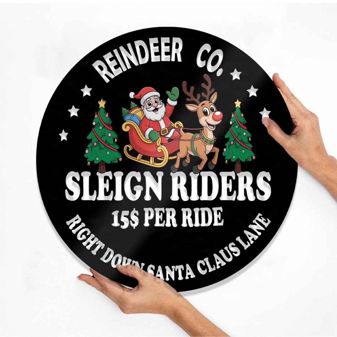 Christmas Sleigh Ride Sign, Festive Round Wall Décor, Holiday Décor ...