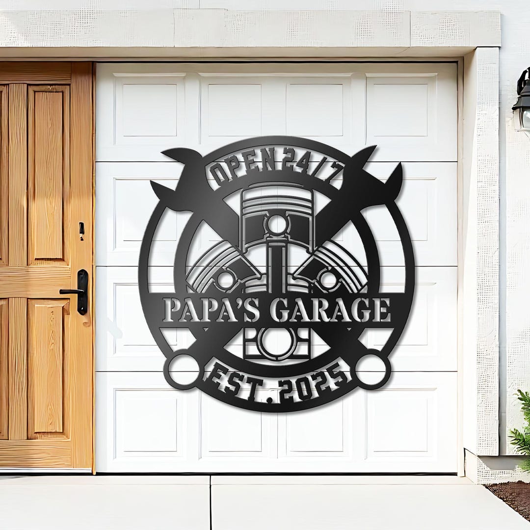 Custom Papa's Garage Sign - Dads Garage Sign - Personalized Workshop ...