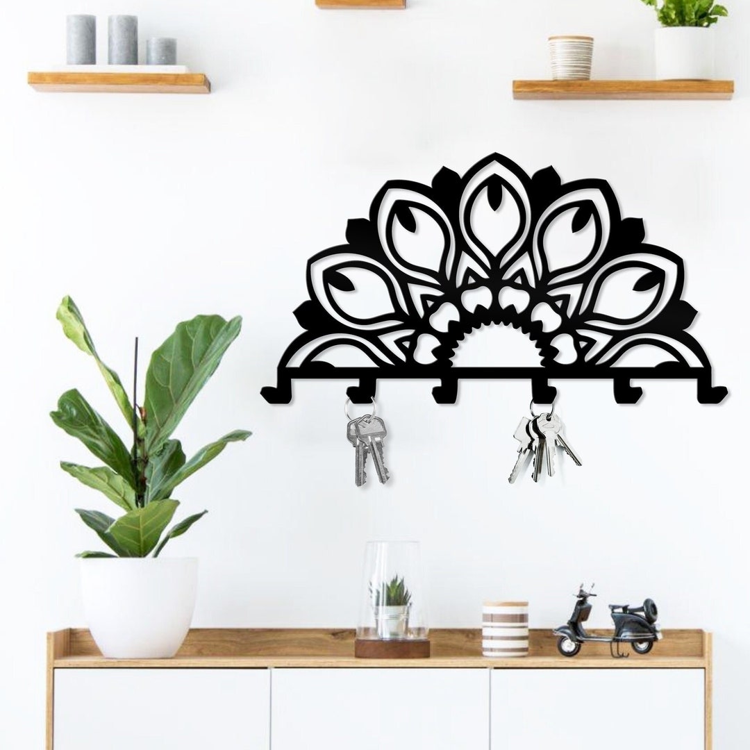 Modern Mandala Art Wall Key Hooks - Home Interior Decoration Metal ...