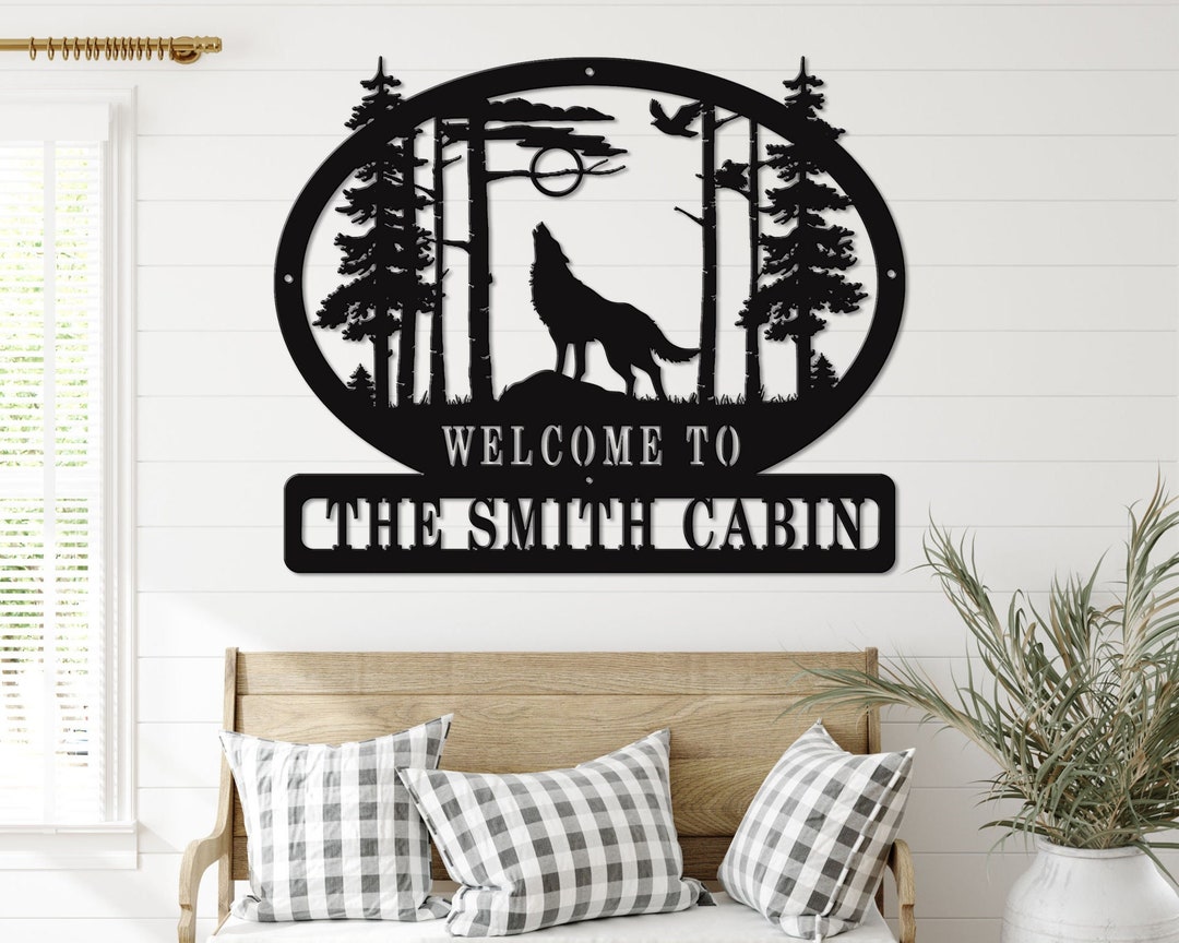 Personalized Howling Wolf Sign, Wolf Ranch Sign, Wolf Decor, Outdoor ...