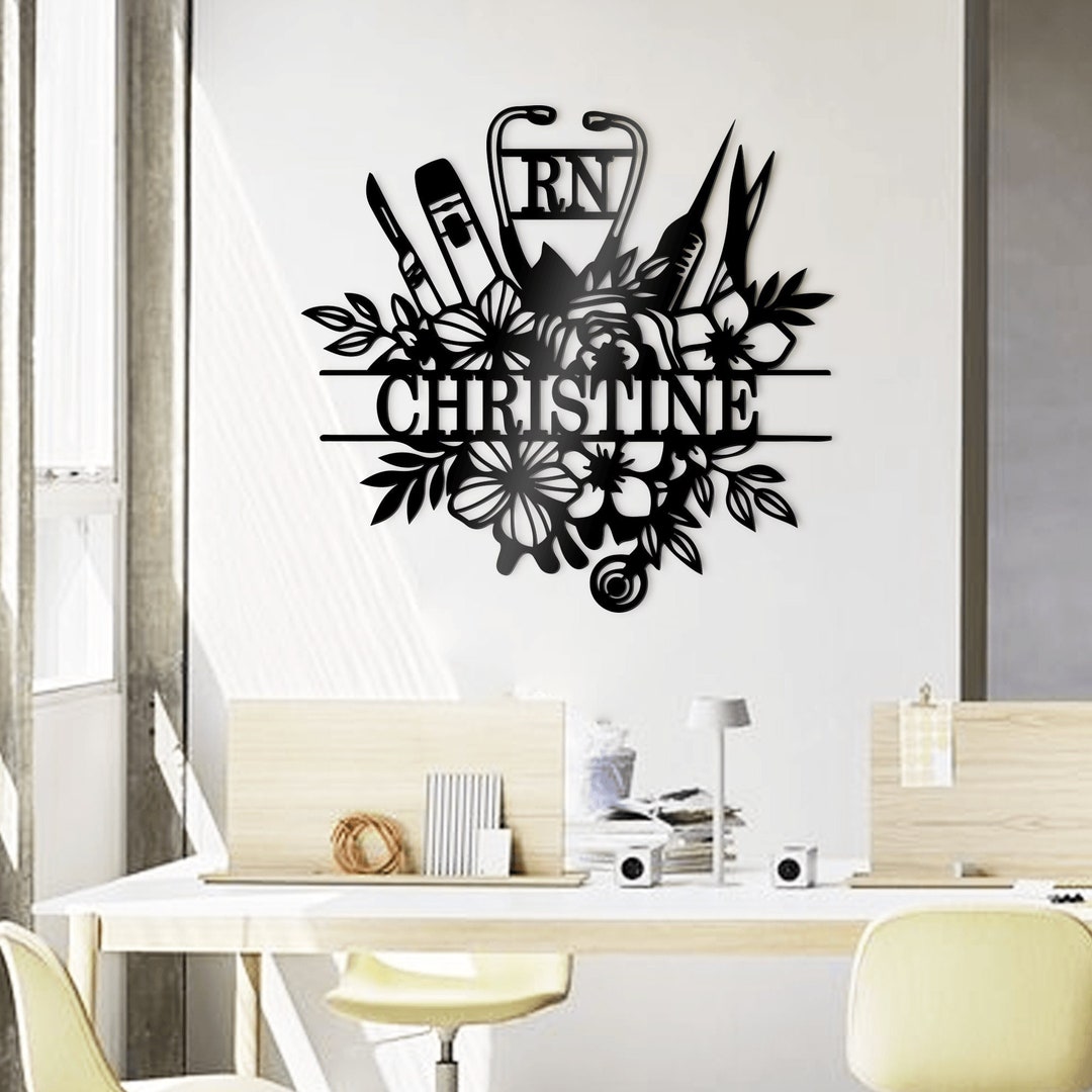 Personalized Floral Nurse Metal Sign - Medical Student Gift ...