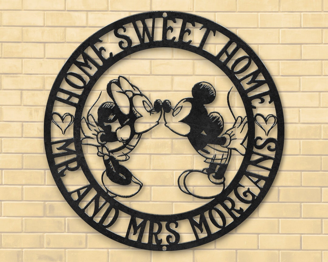 Customized Mr and Mrs Metal Sign, Disney Mickey & Minnie Home Sign, Home Sweet Home Family Gift ...