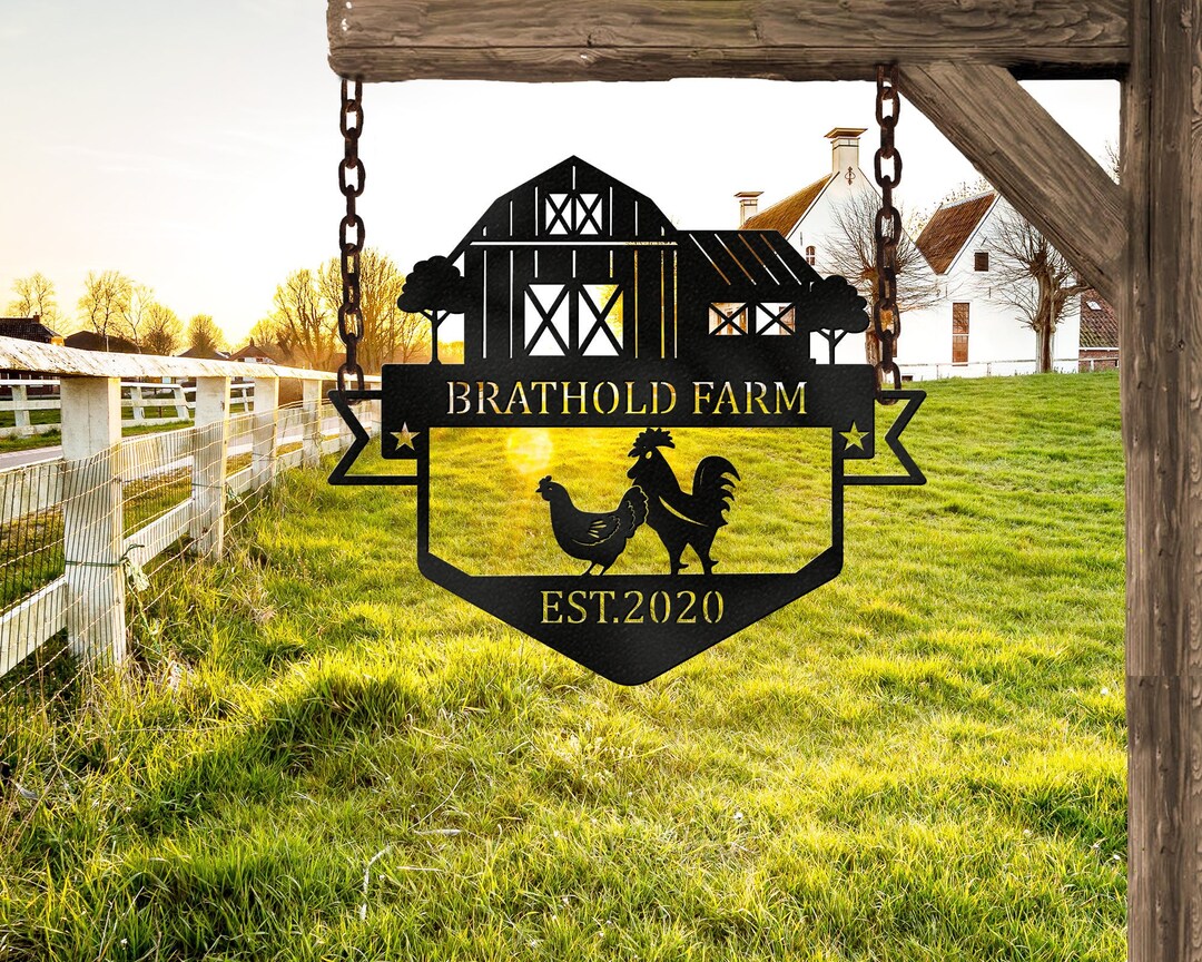 Personalized Chicken Farm Metal Sign, Hen House Coop Sign, Family Name ...