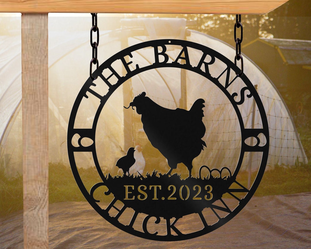 Customized Chick Inn Metal Sign, Chicken With Chicks Family Sign ...