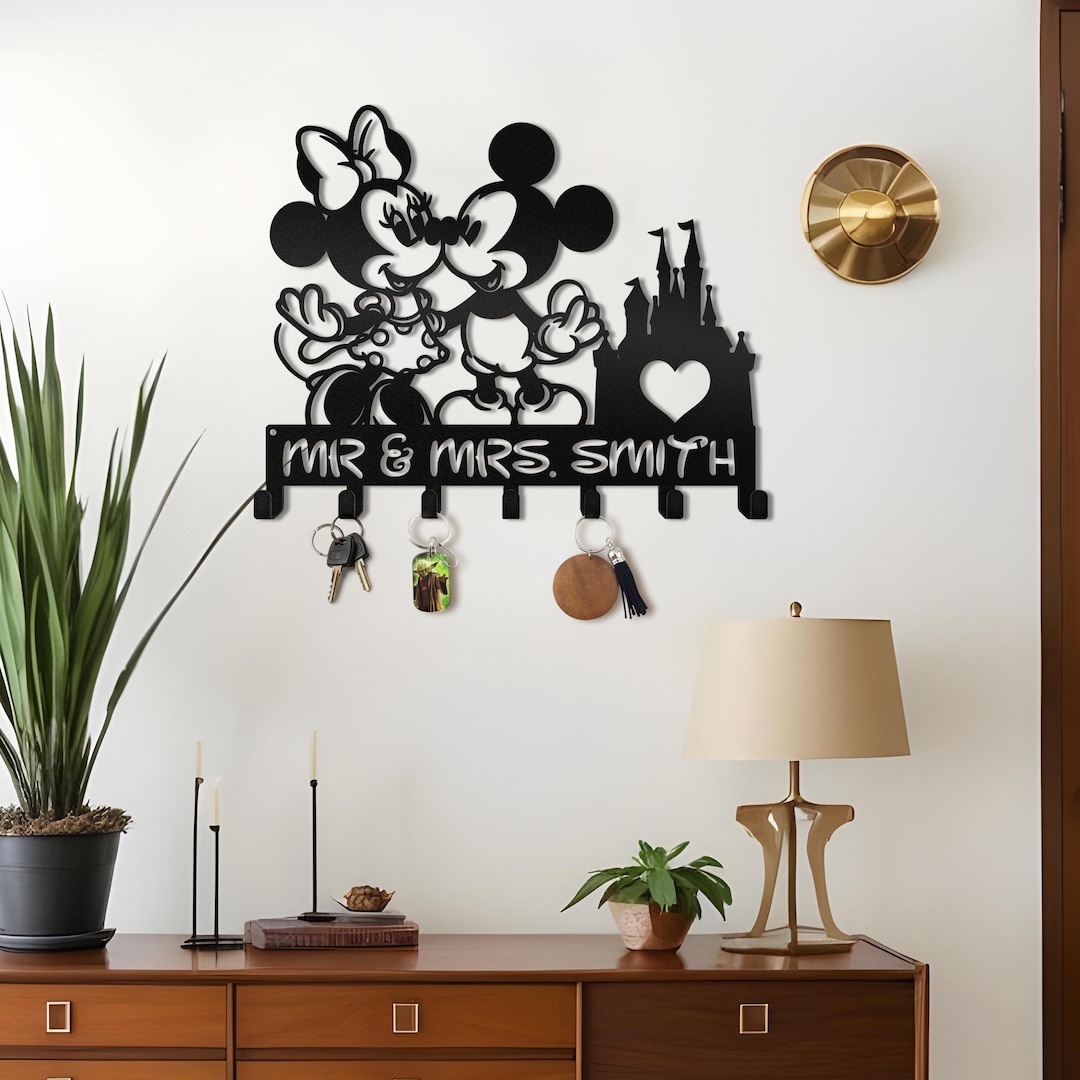 Personalized Disney Mickey and Minnie Metal Key Holders, Modern Key ...