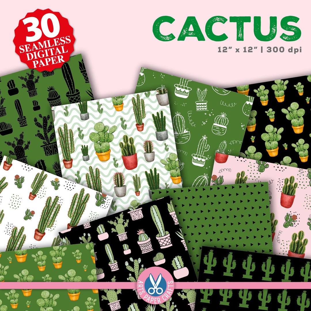 Cactus Seamless Digital Paper Sets - Cactus Theme Party - Floral Junk ...