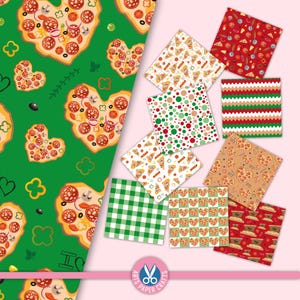 Pizza Digital Papers Set - Pizza Party Background - Fast Food Seamless ...