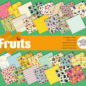 Fruits Seamless Digital Paper Fruits Summer Background - Etsy