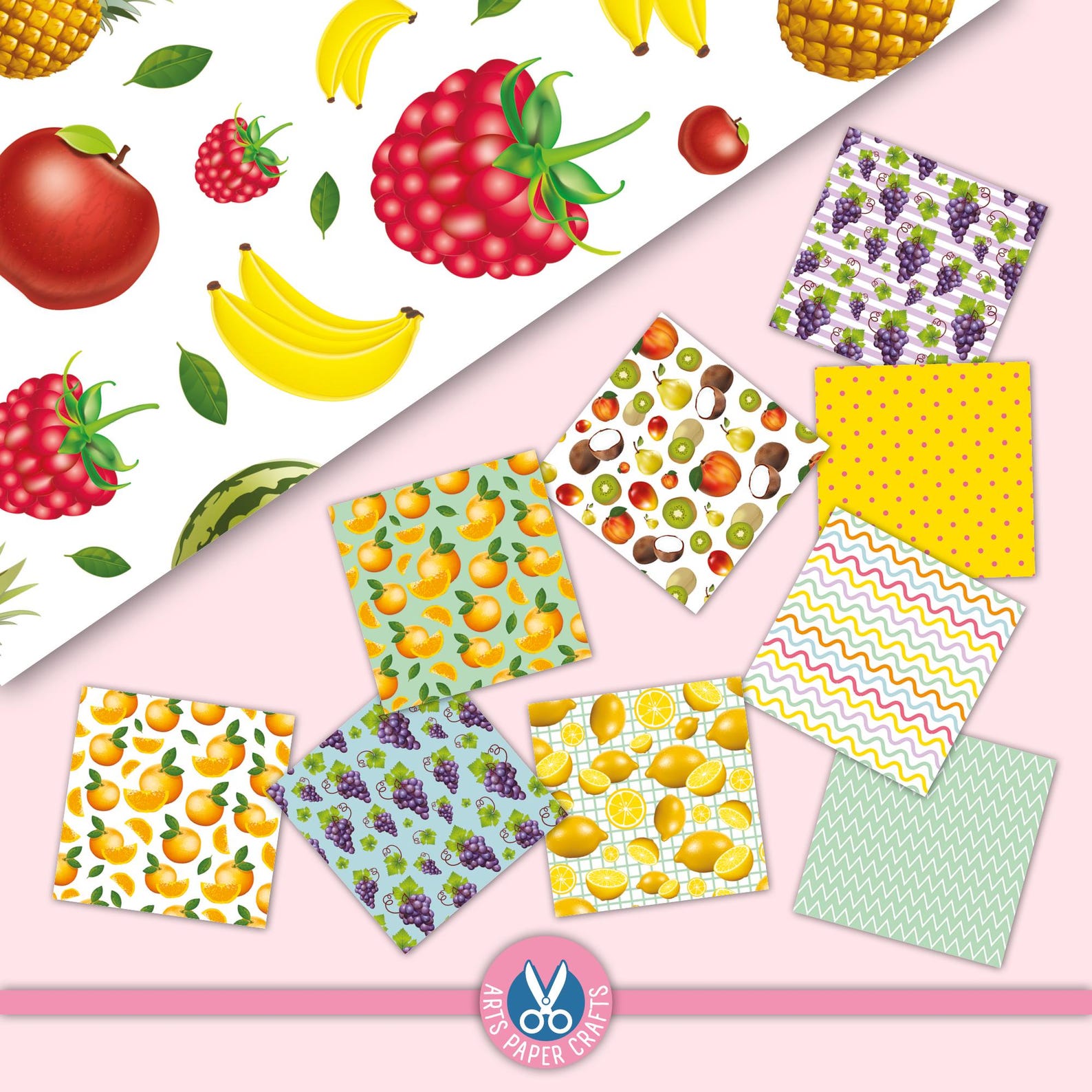 Fruits Seamless Digital Paper - Fruits Summer Background - Fruits ...