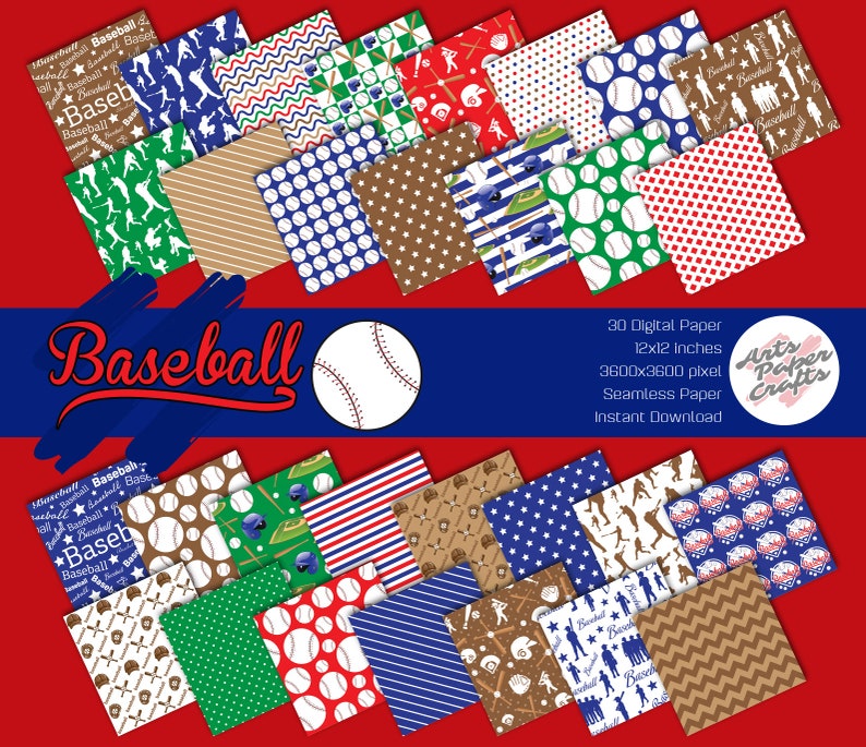 Baseball Seamless Digital Paper Baseball Sport Background - Etsy