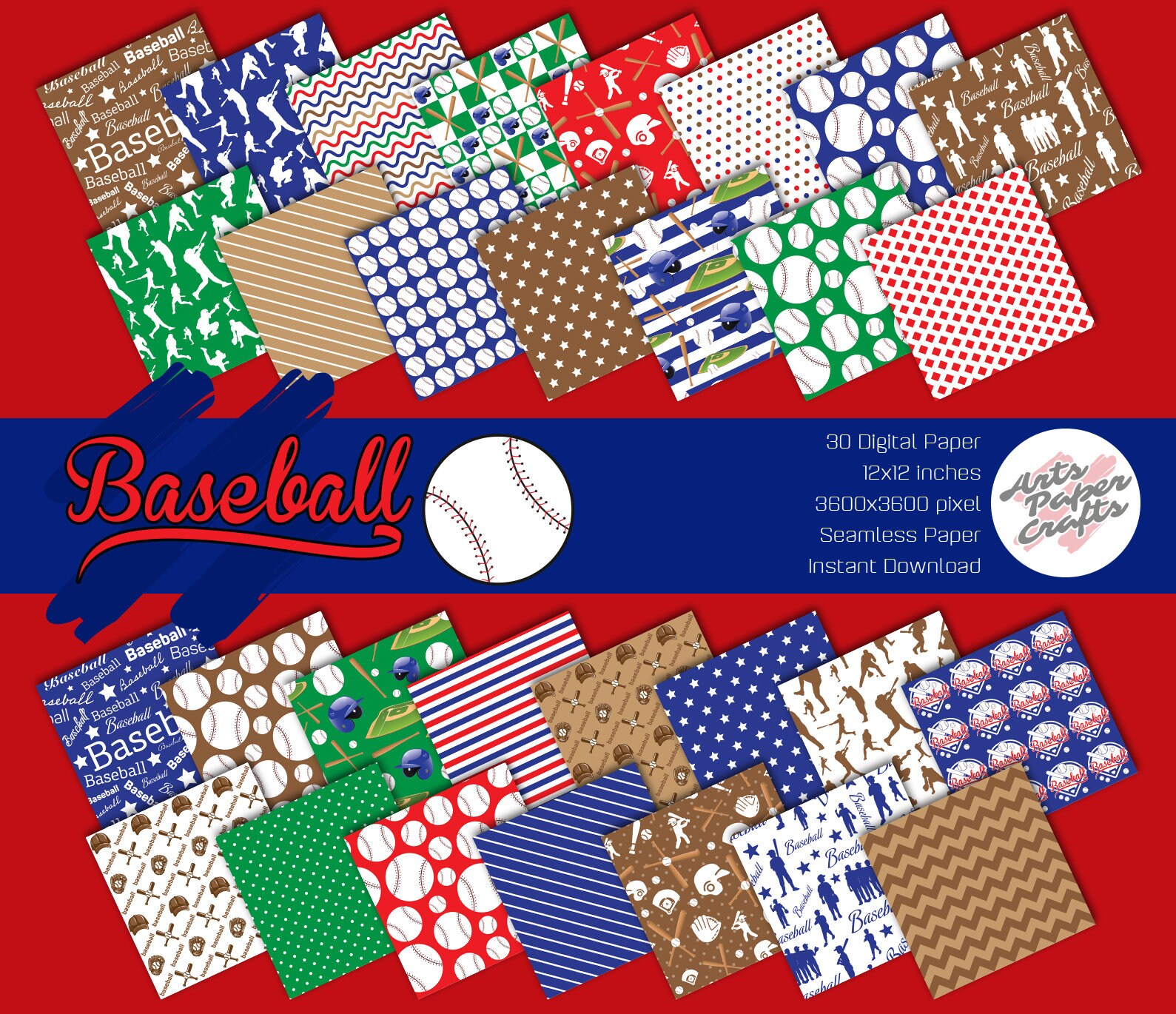 Baseball Seamless Digital Paper Baseball Sport Background - Etsy