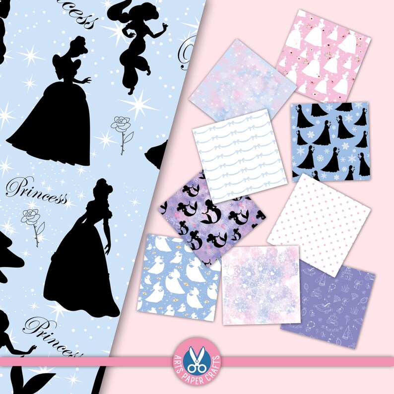 Princess Digital Paper, Princess Pattern Background, Princess ...