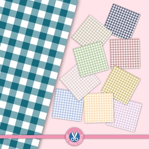 Gingham Pastel & Soft Colors Digital Paper Set - Pastel Colors ...