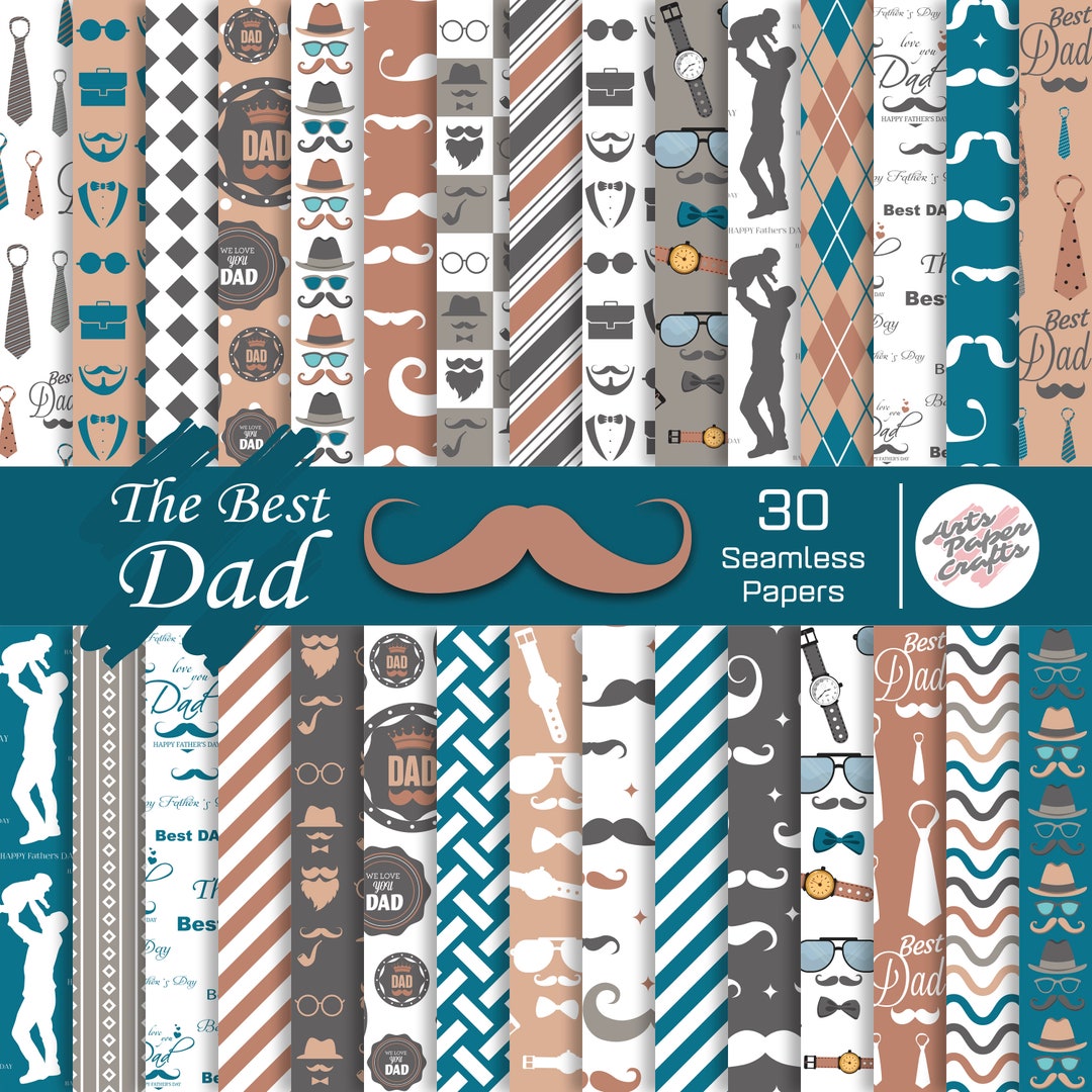 Father Day Digital Papers the Best Dad Background Father Seamless ...