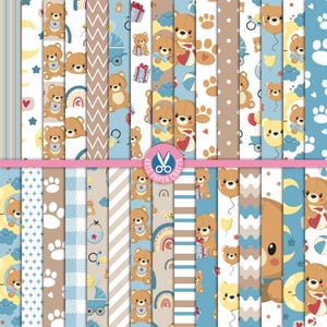 Teddy Bear Digital Paper - Teddy Bear Background - Nursery Seamless ...