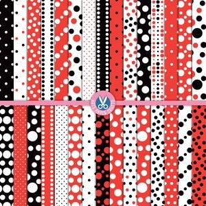 Red & Black Polka Dots Digital Papers - Polka Dot Background - Polka ...