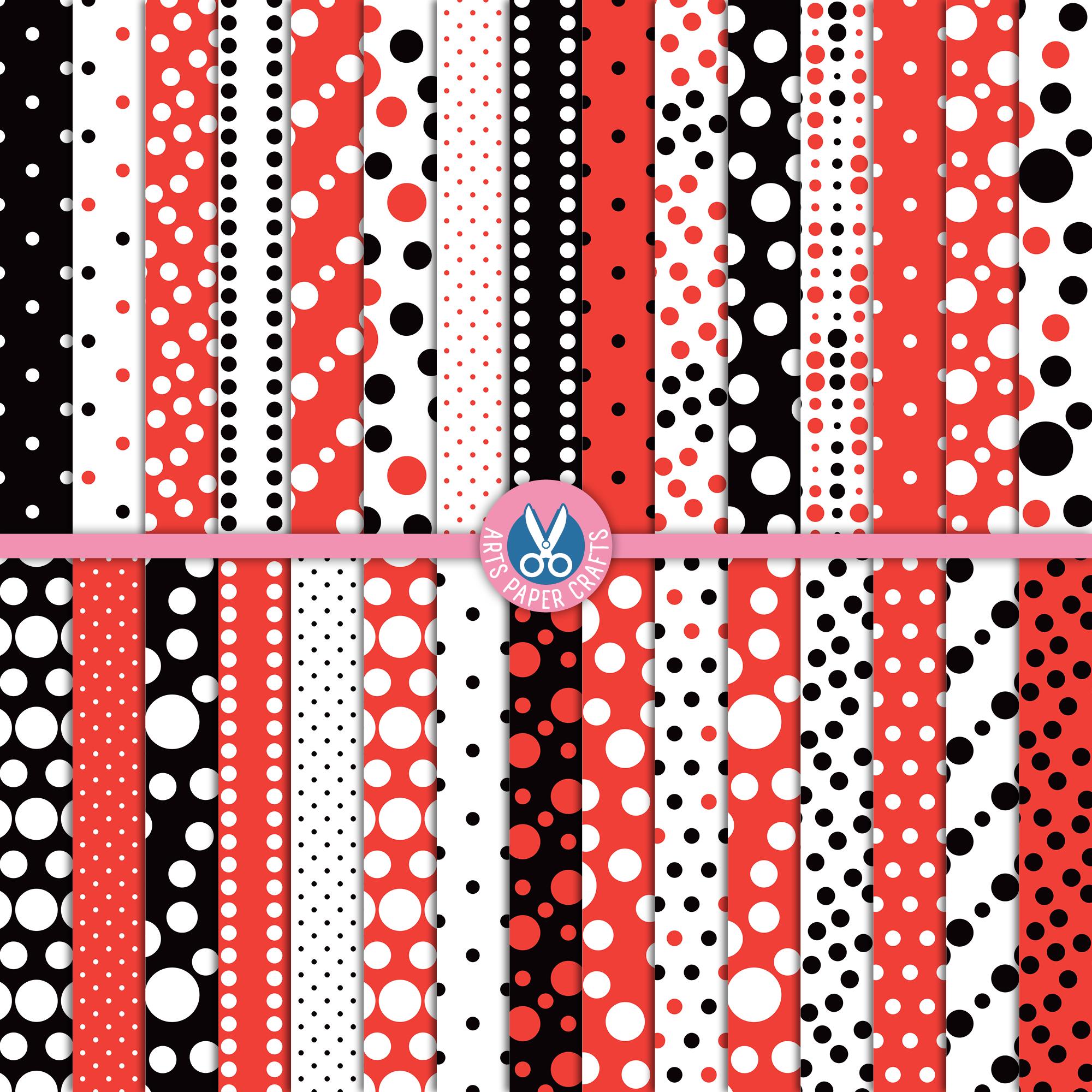 Red & Black Polka Dots Digital Papers - Polka Dot Background - Polka ...