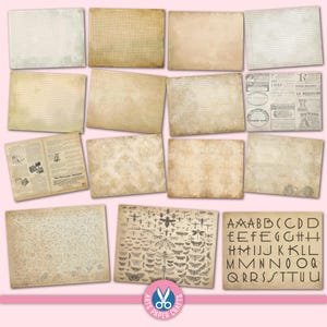 Horizontal Junk Journal Filler Papers, Tea, Vintage, Neutral, Old ...