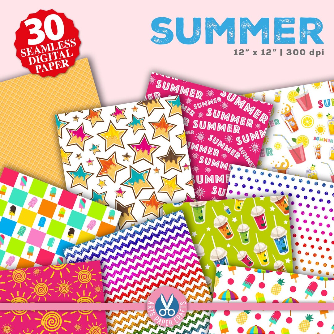 Summer Digital Papers- Ice Cream Theme Party - Glitter Background ...