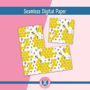 Bee Seamless Digital Paper, Honey Bee Background, Honey Bees Scrapbook ...