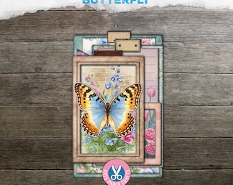 Butterfly, Junk Journal, Journal Toppers, Tab Folder, Folio, Vintage ...