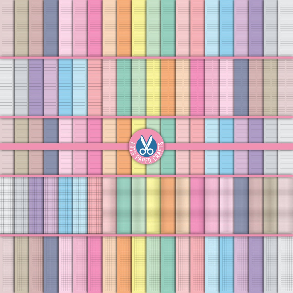 100 Notebook Papers - 5 Different Papers 20 Colors Each Digital Papers ...