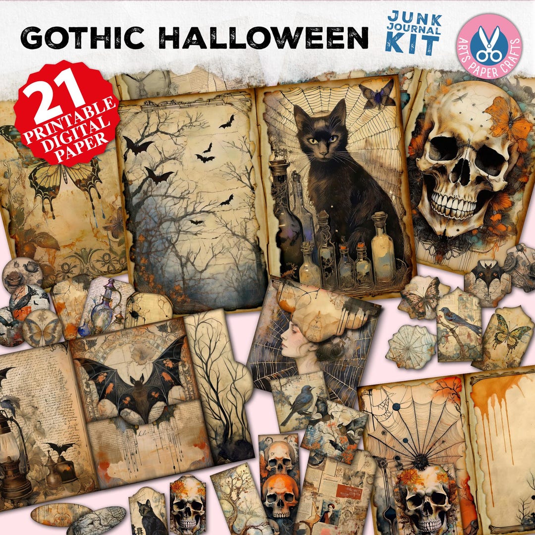 Gothic Halloween Junk Journal Halloween Digital Download Printable ...