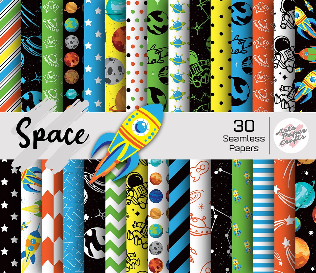 Space Seamless Digital Paper Space Planet Background Space Scrapbook ...