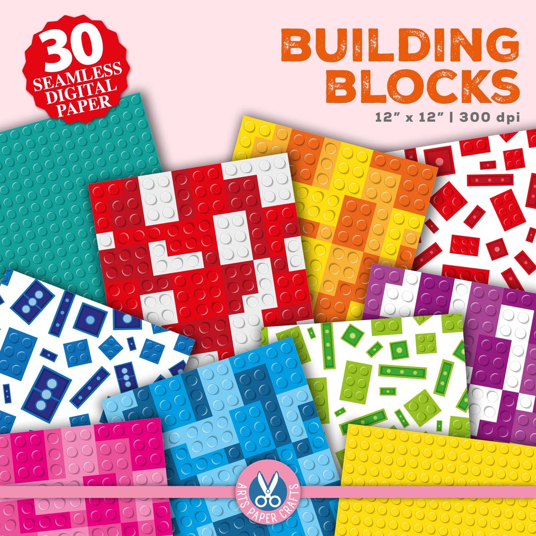 Building Blocks Digital Papers Set - Blocks Background - Building ...