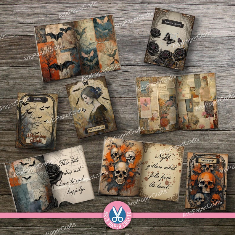 Gothic Halloween, Mini Books, Printable, Miniature, Junk Journal ...