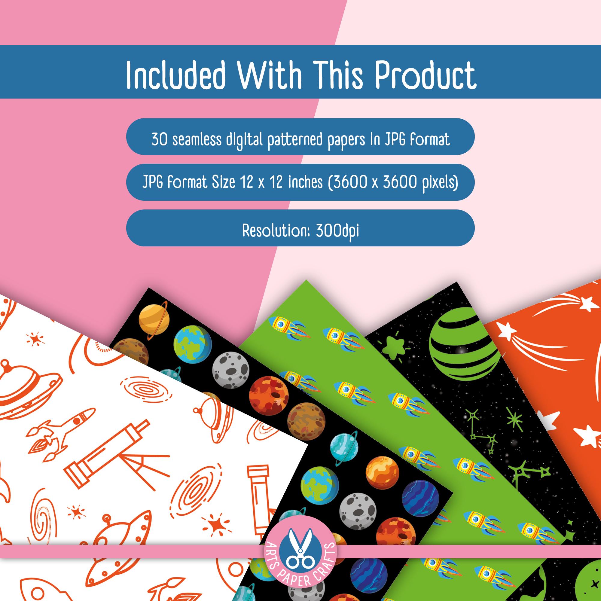 Space Seamless Digital Paper - Space Planet Background - Space ...