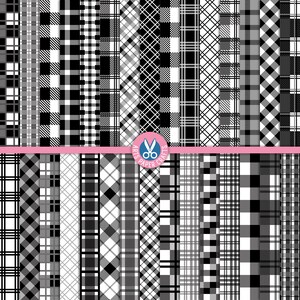 Gingham Plaid Digital Papers - Gingham Plaid Background - Black Gingham ...