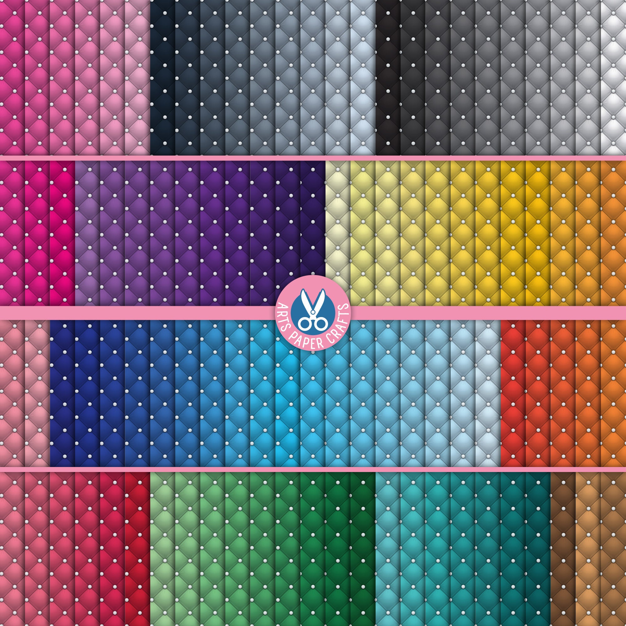 100 Seamless Diamond Upholstery, Digital Papers Set, Tufted Leather ...