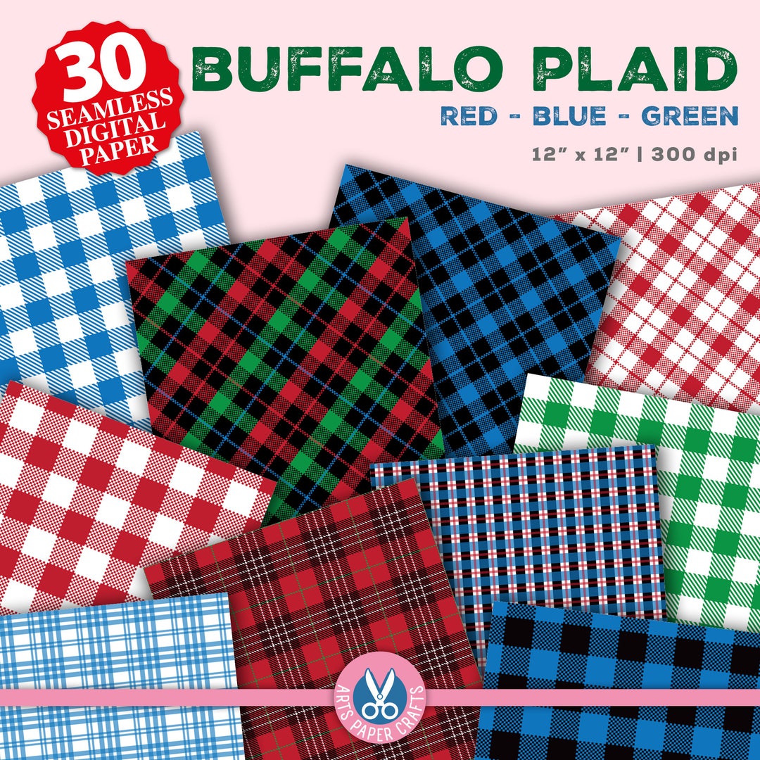 Buffalo Plaid Digital Papers Tartan Plaid Digital Set Christmas and ...
