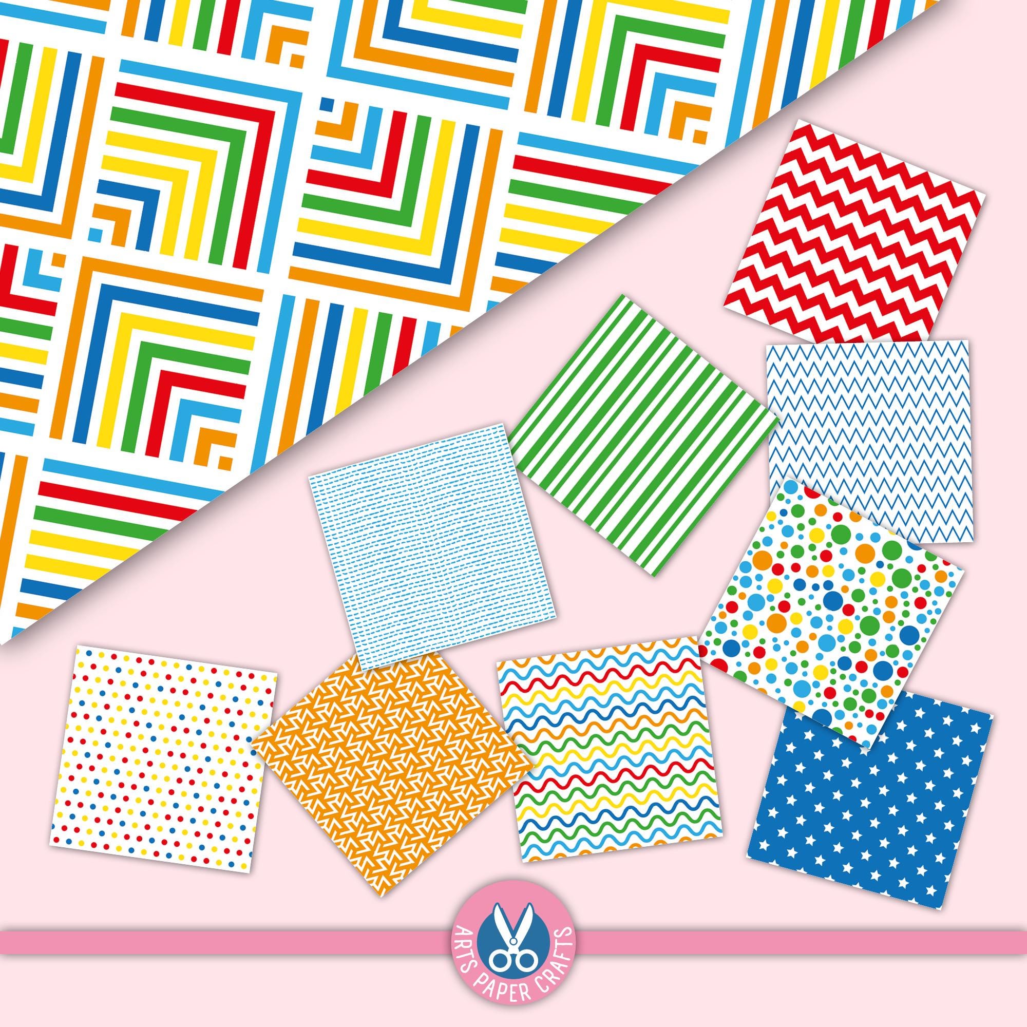 Primary Colors Digital Papers Set - Primary Colors Background - Red ...
