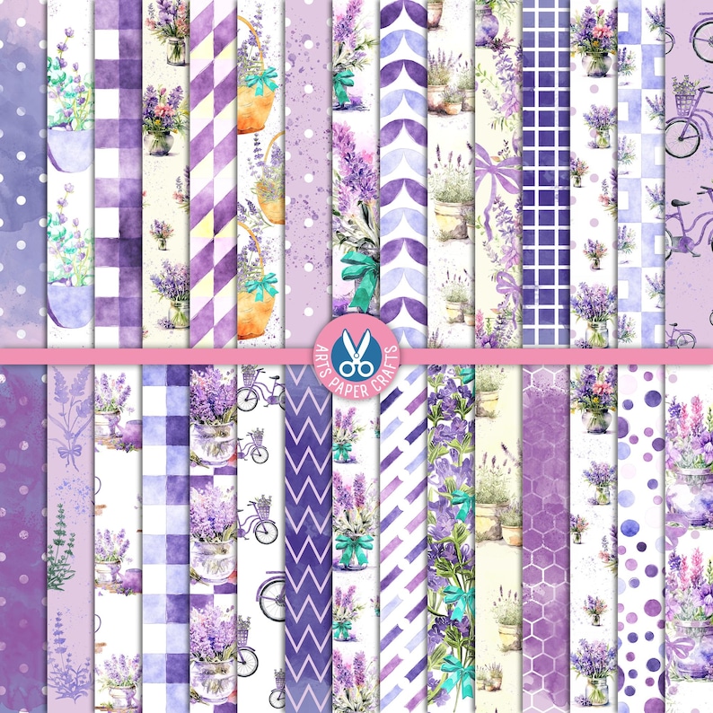 Watercolor Lavender Digital Papers - Lavender Background - Lavender ...