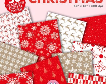 Christmas Digital Paper, Holiday Scrapbook Papers, Snowflake Wallpaper ...