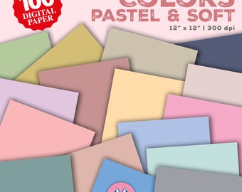 Solid Soft Pastel Colors Digital Papers Pack - Commercial Use - 12 ...