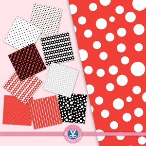 Red & Black Polka Dots Digital Papers - Polka Dot Background - Polka ...